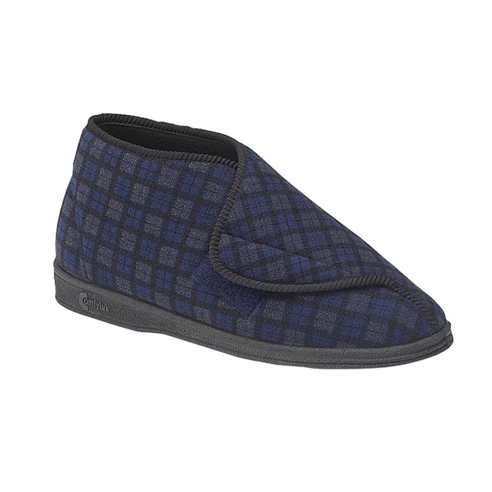 Comfylux MS220C James Blue Check Slipper – Wagstaff Shoes